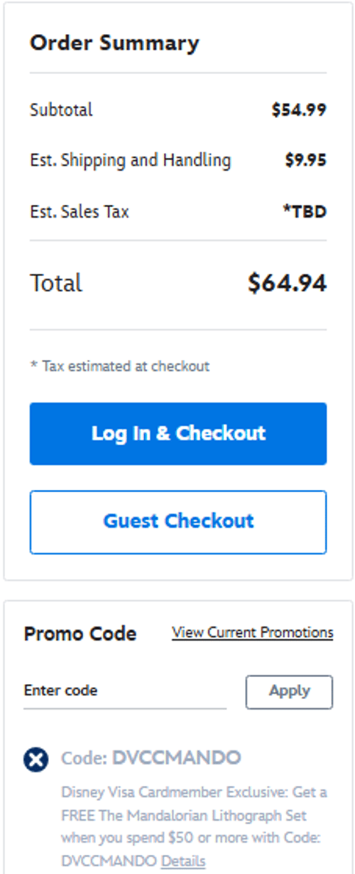 disney visa free shipping code